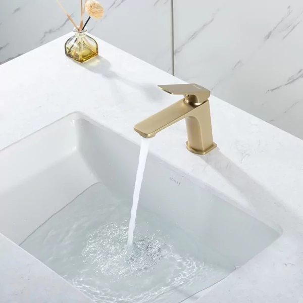 Смеситель Frap для раковины F1087-3 золотой сатин (232583464) купить с доставкой по доступной ...