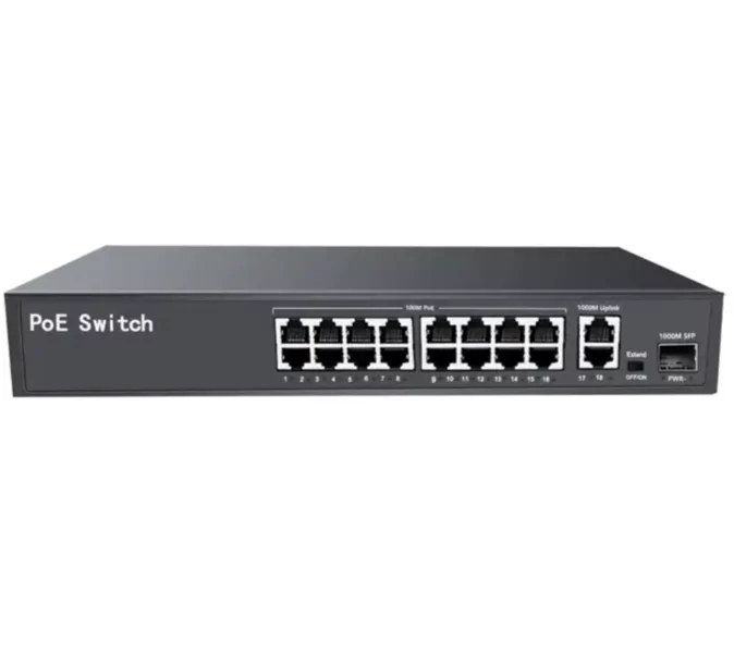Коммутатор рое herzco HC-16BP\2GE + SFP (POE 10/100mbps, uplink ...